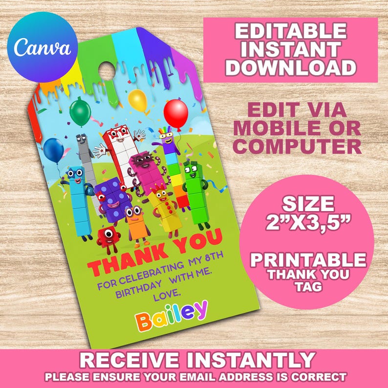 Number Blocks Invite, Numberblocks Printable Birthday Party Invitation ...