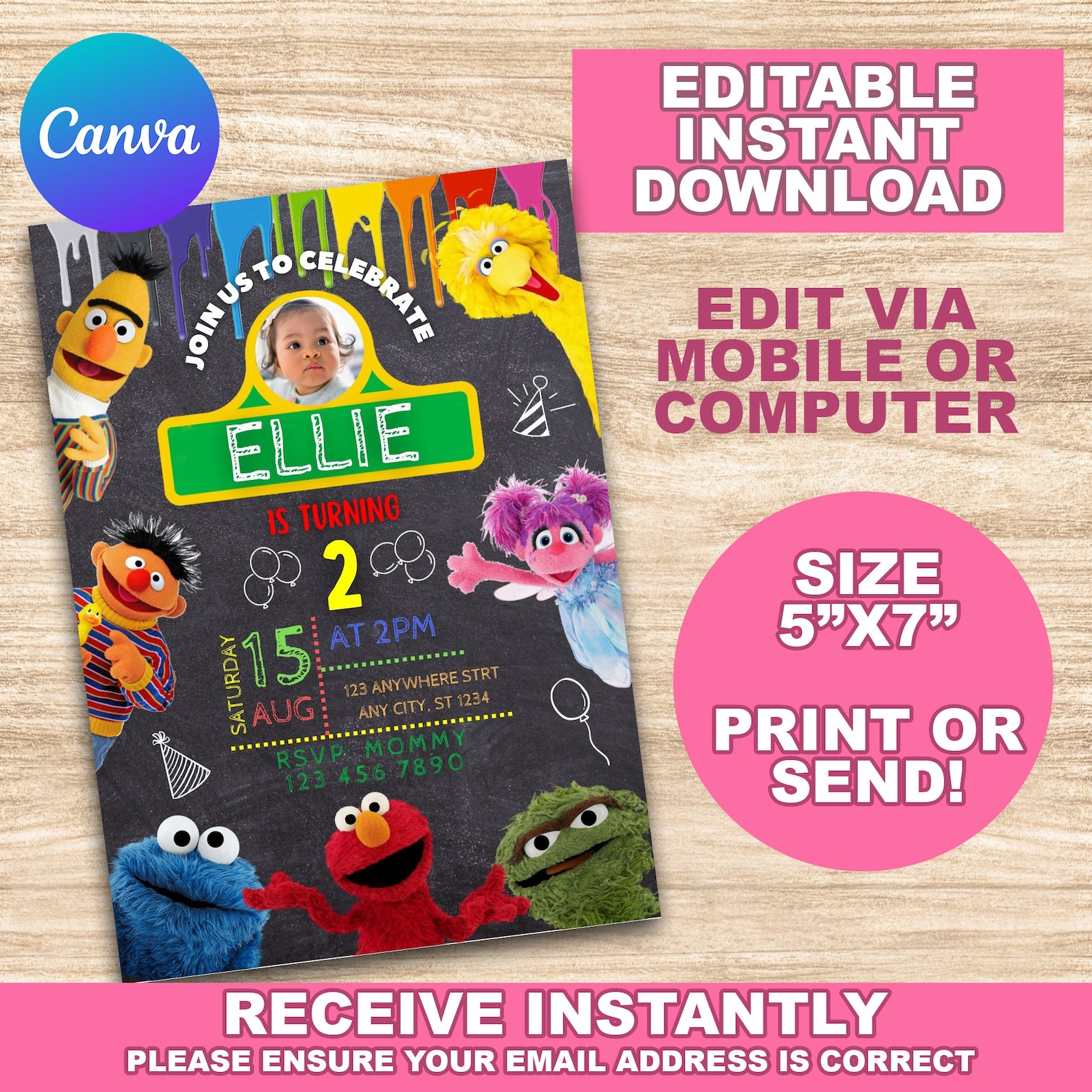 Editable Birthday Invitation, Sesame Street Birthday Invitation ...