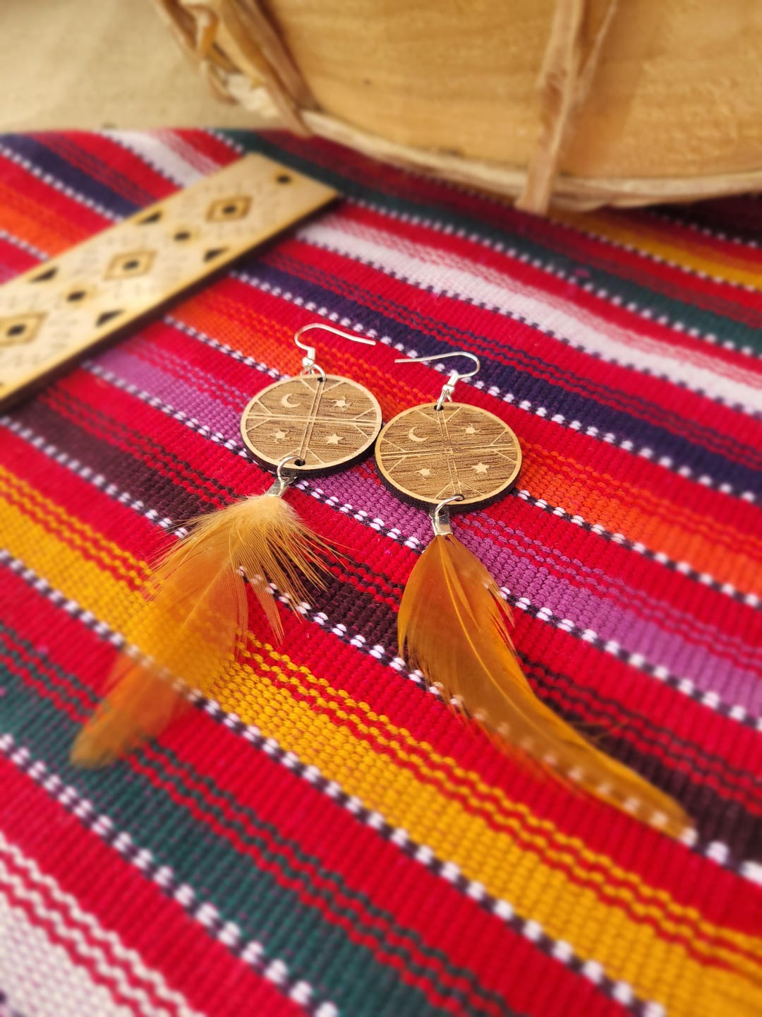 Mapuche Cosmic Harmony Wooden Earring - Etsy