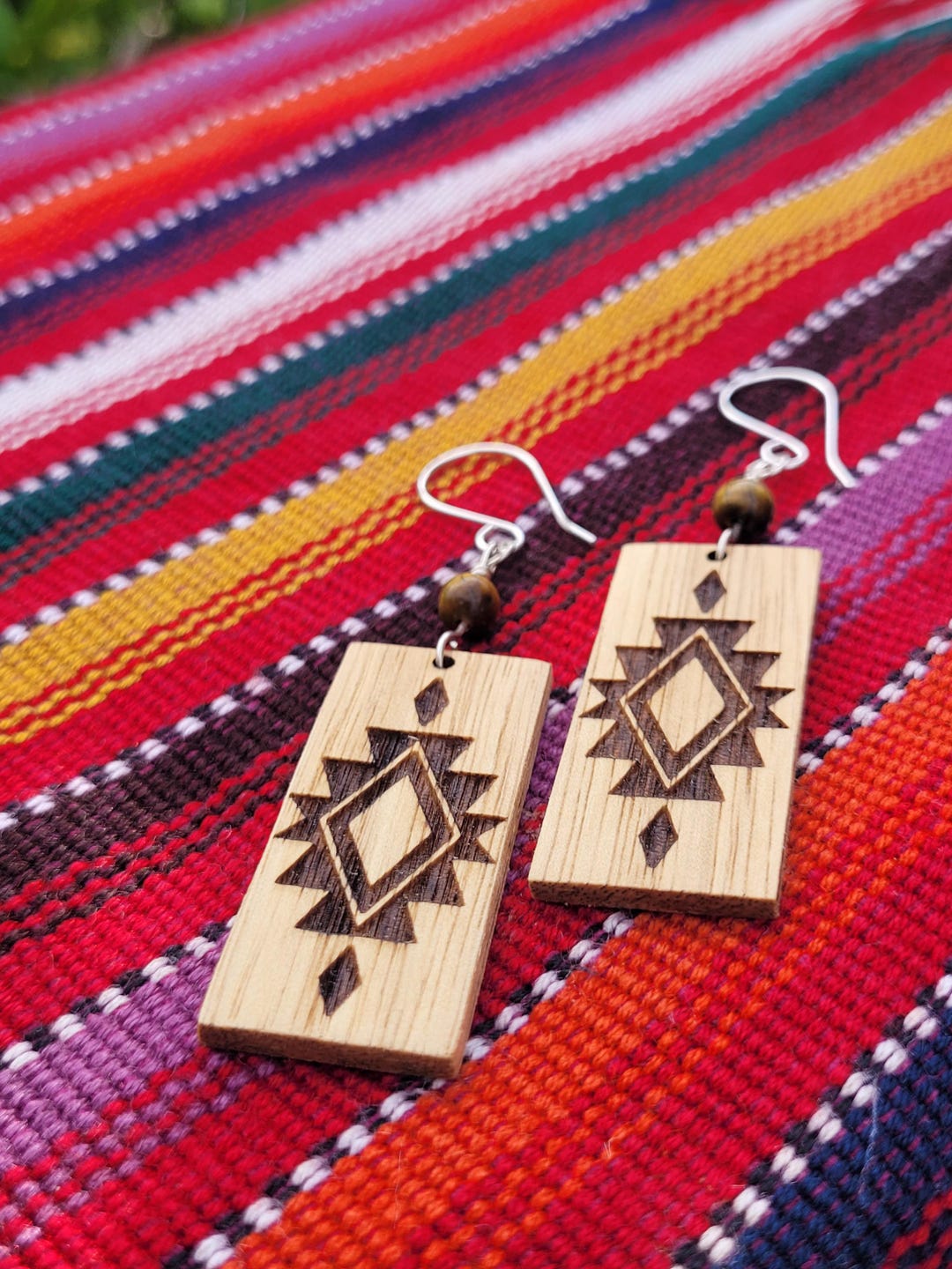 Wooden/silver Mapuche Earrings - Etsy