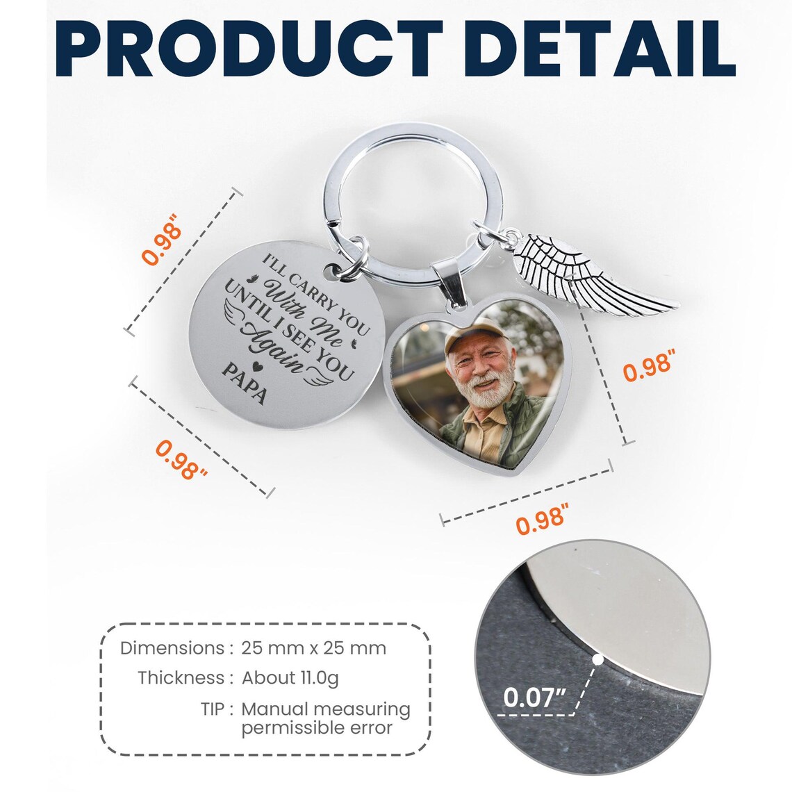 Personalized Memorial Photo Keychain: Sympathy Gift - Etsy