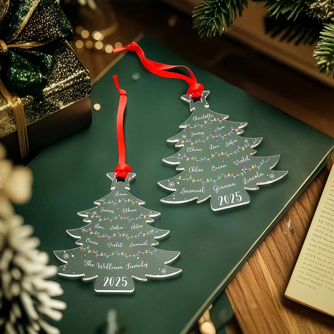 Personalized Family Names Christmas Tree Ornament With LED - Etsy