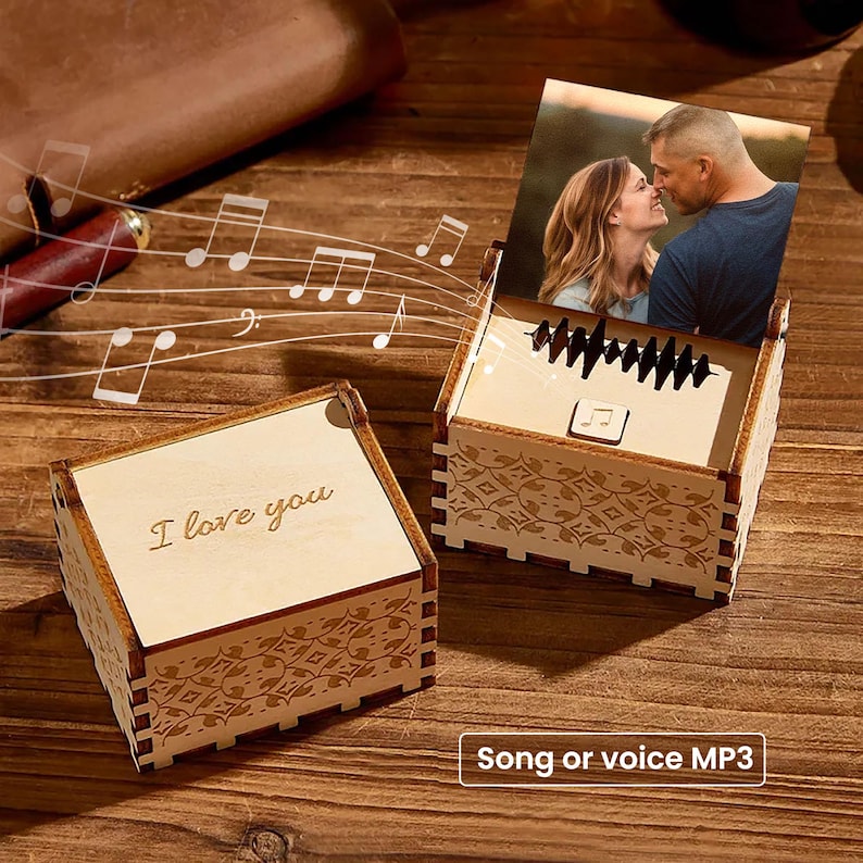 Custom Song & Photo Music Box: Engraved Wooden Keepsake Gift - Etsy