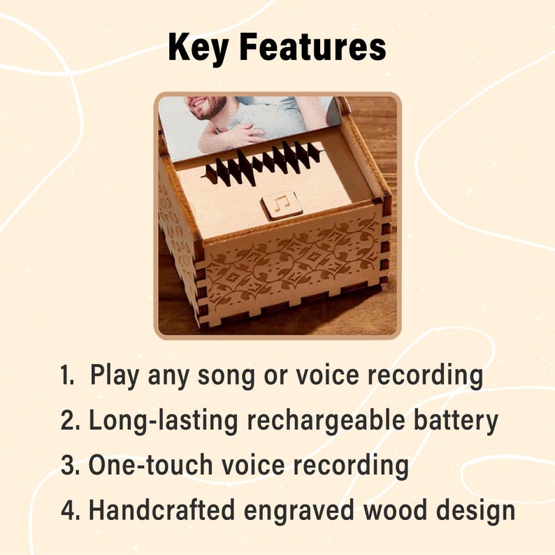 Custom Song & Photo Music Box: Engraved Wooden Keepsake Gift - Etsy