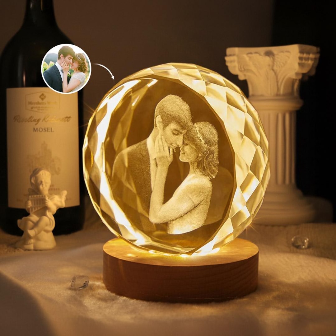 Personalized Photo Crystal Lamp: 2D Laser Engraved Night Light - Etsy UK