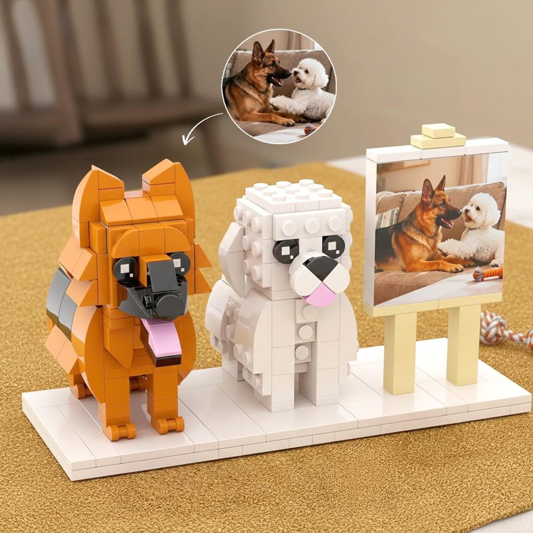 Custom Brick Figure of 2 Dogs With Frame: Personalized Pet & Family ...