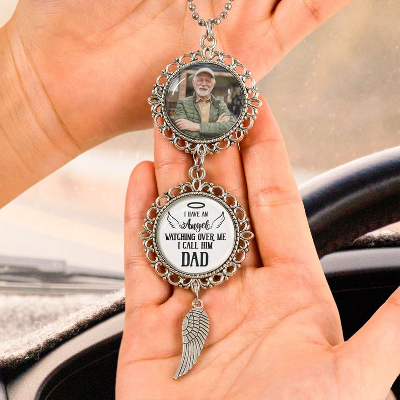 Personalized Memorial Car Charm: Photo Ornament, Remembrance Gift - Etsy
