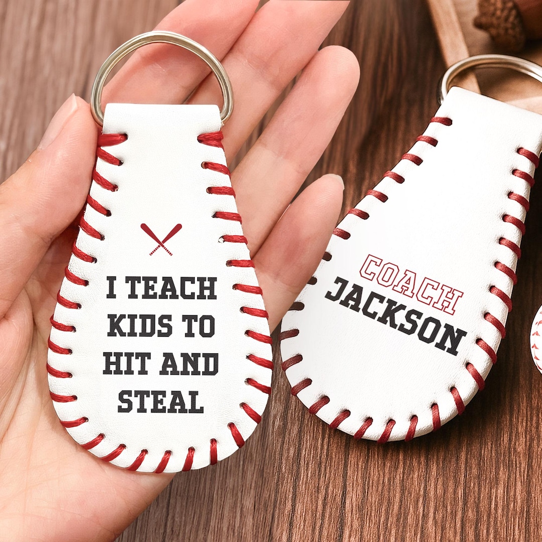 Personalized Leather Baseball Keychain: Coach Gift, End of Season - Etsy