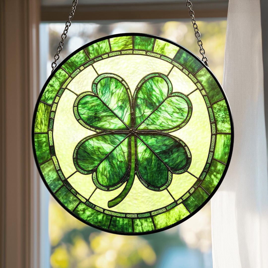 Shamrock Stained Glass Suncatcher, Shamrock Suncatcher, Shamrock Glass ...