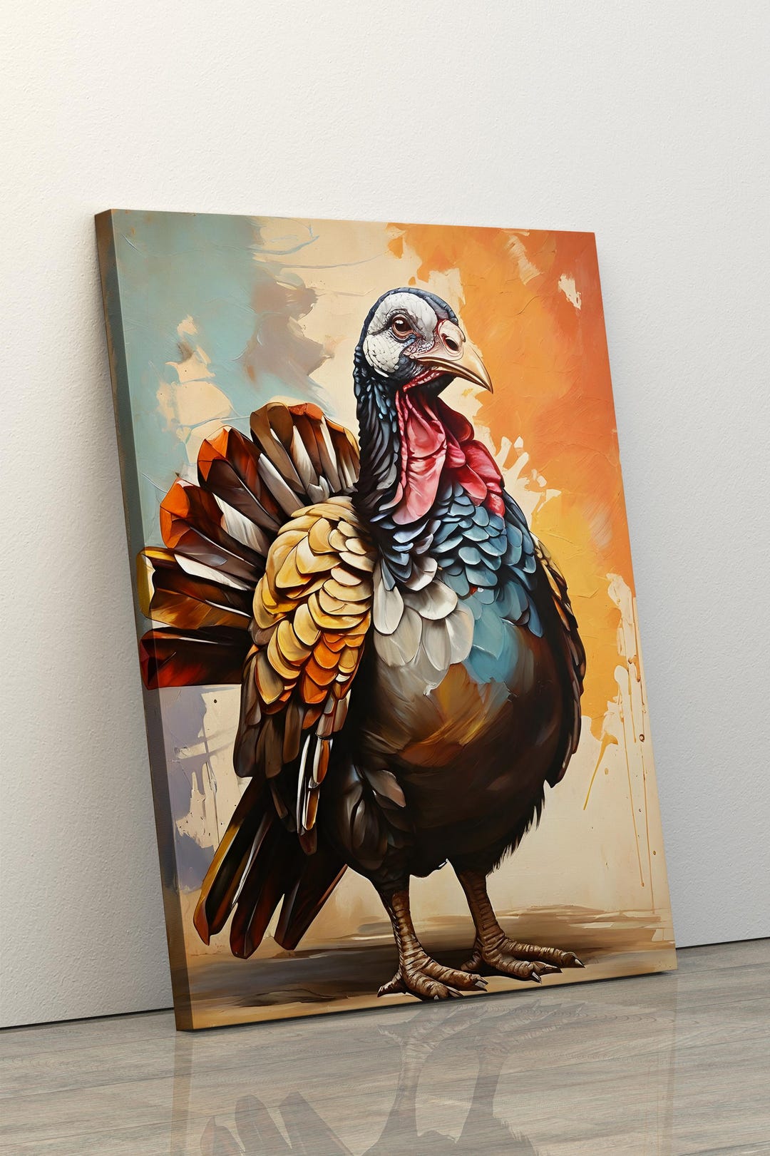 Wild Turkey Abstract Oil Painting Canvas, Wild Turkey Art Decor ...