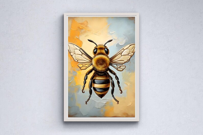 Abstract Bee Wall Art, Black Framed Canvas Bee Wall Art, Bee Decor ...