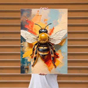 Bee Wall Art, Bee Decor Print, Abstract Bee Wall Art, Nature Home Decor ...