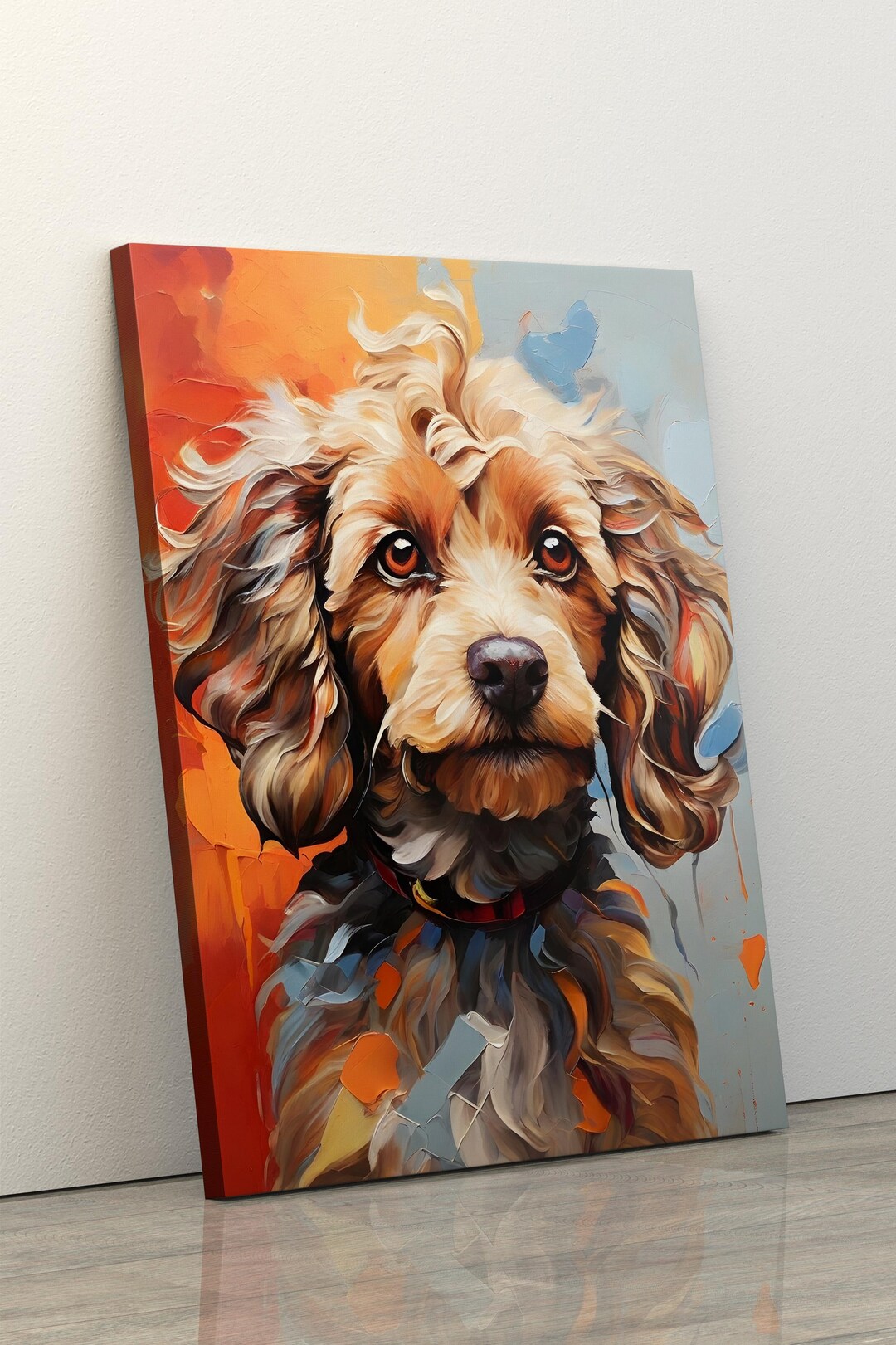 Cockapoo Painting on Canvas, Dog Art, Gift for Dog Lovers, Abstract ...