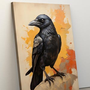 Crow Painting Canvas, Black Crow, Gothic Art, Raven Art Print, Dark ...