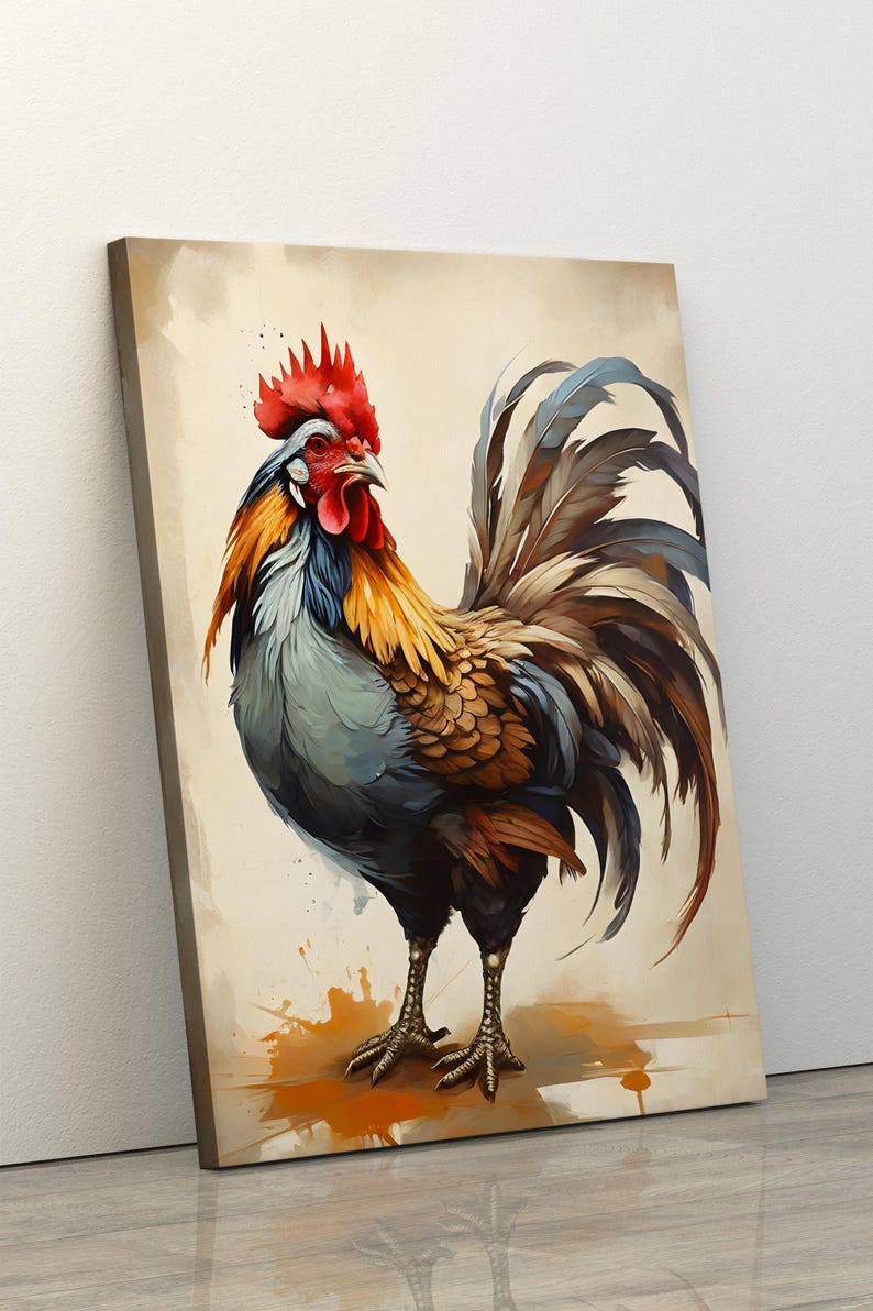 Rooster Wall Decor, Rooster Nursery Art, Canvas or Poster, Farmhouse ...