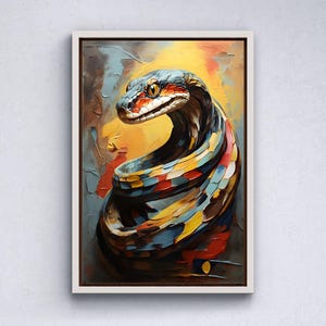 Colorful Snake Oil Painting / Vintage Animal Minimalist Art Prints ...