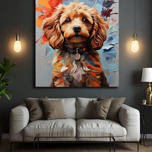Cockapoo Painting on Canvas, Dog Art, Gift for Dog Lovers, Abstract ...