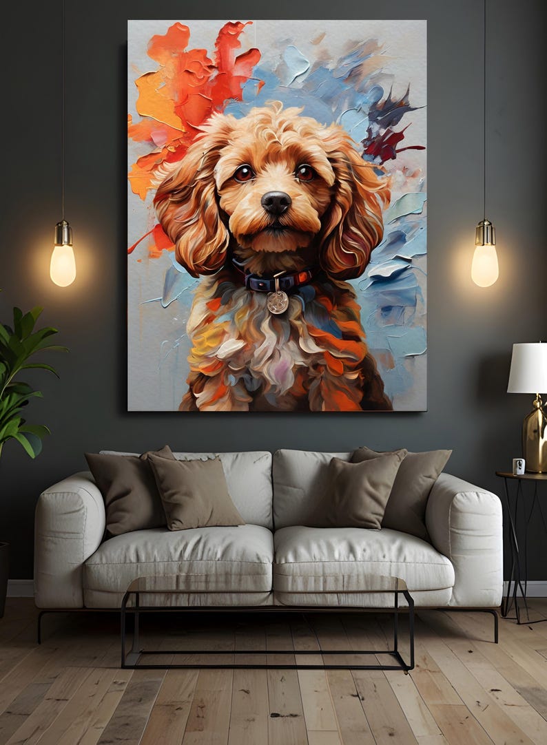Cockapoo Painting on Canvas, Dog Art, Gift for Dog Lovers, Abstract ...