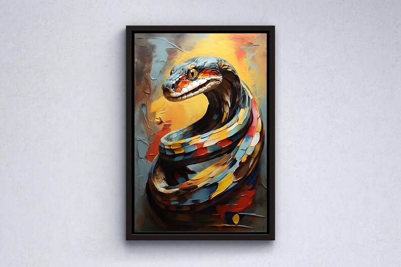 Colorful Snake Oil Painting / Vintage Animal Minimalist Art Prints ...