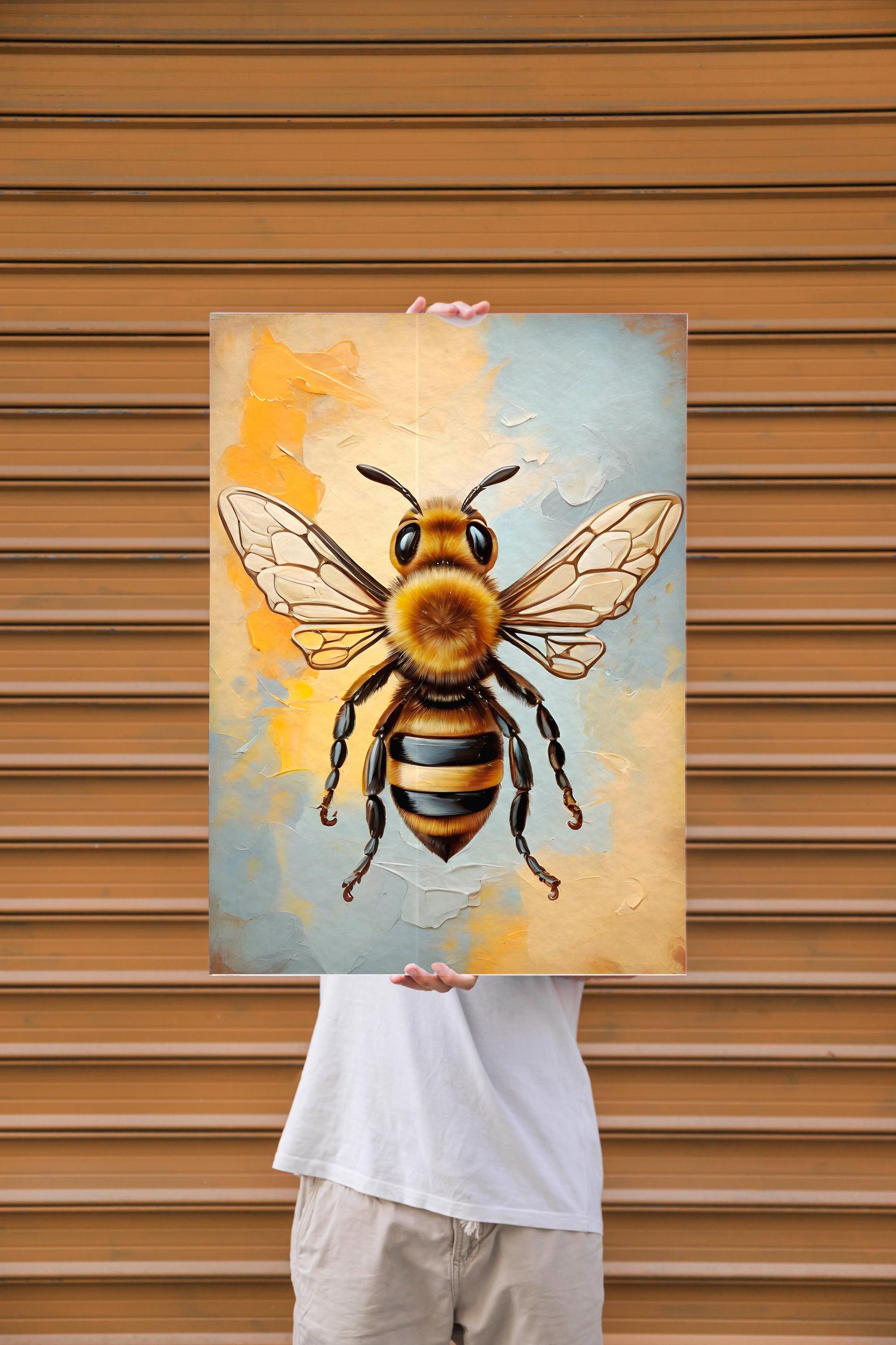Abstract Bee Wall Art, Black Framed Canvas Bee Wall Art, Bee Decor ...