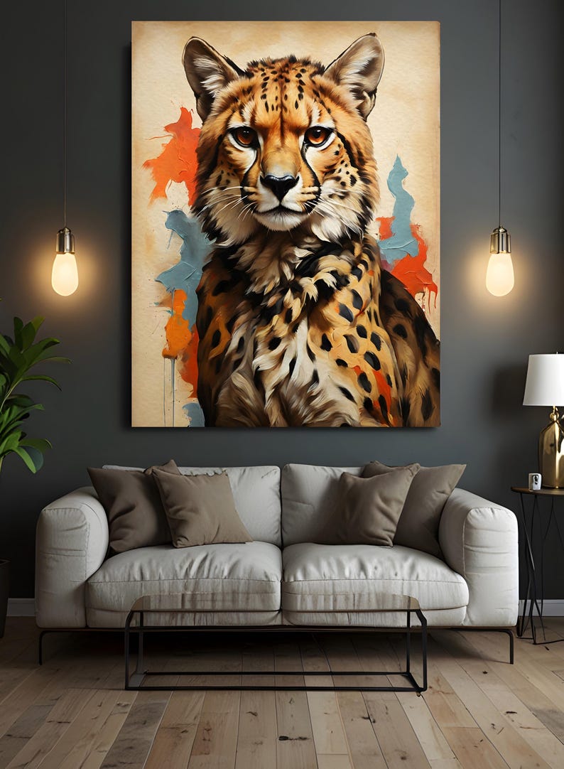 Cheetah Painting Canvas, Animal Art Poster, Safari Animal Print Art ...