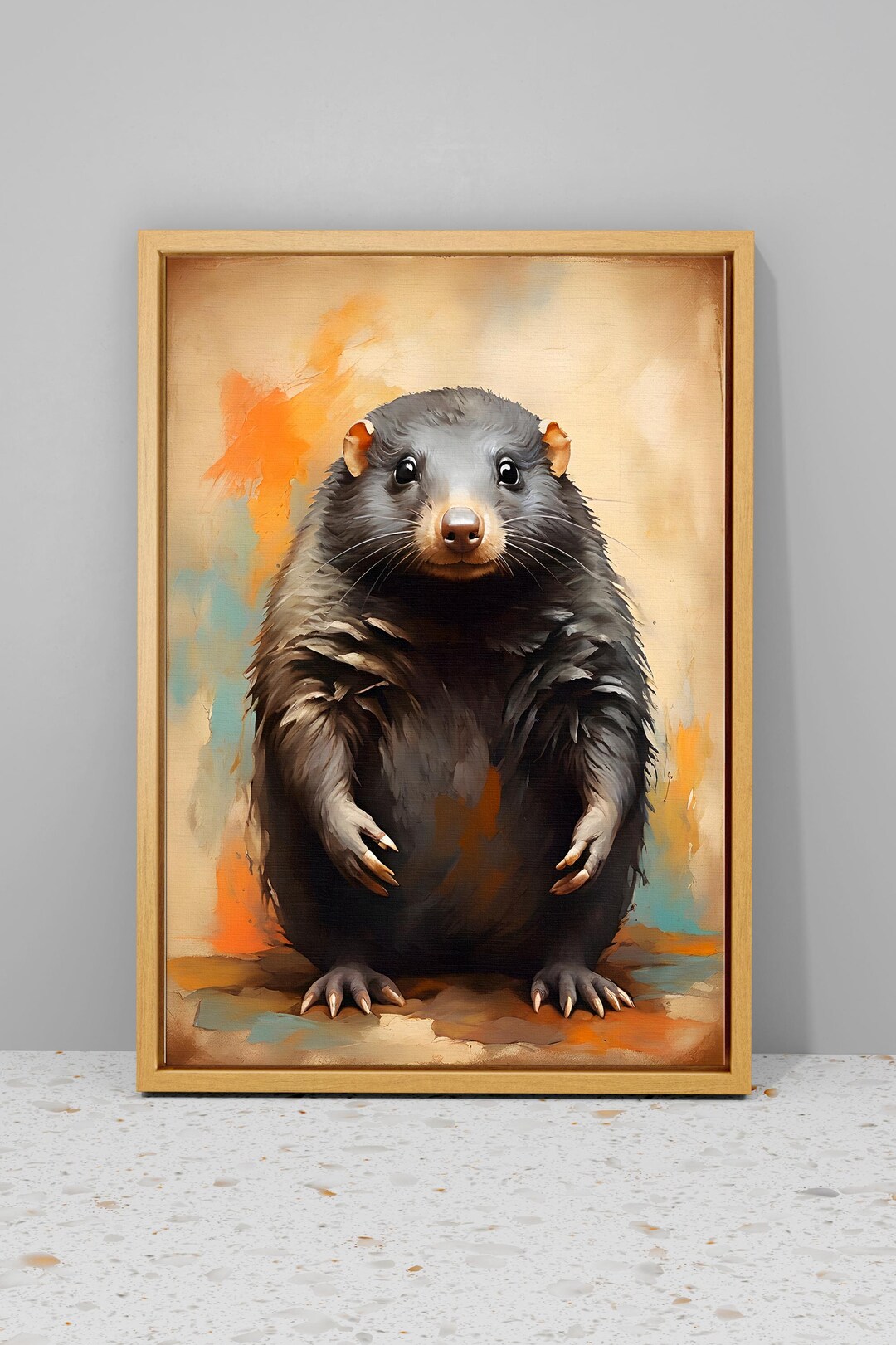 Badger Wall Art Print, Vintage Painting Style Portrait of Badger ...