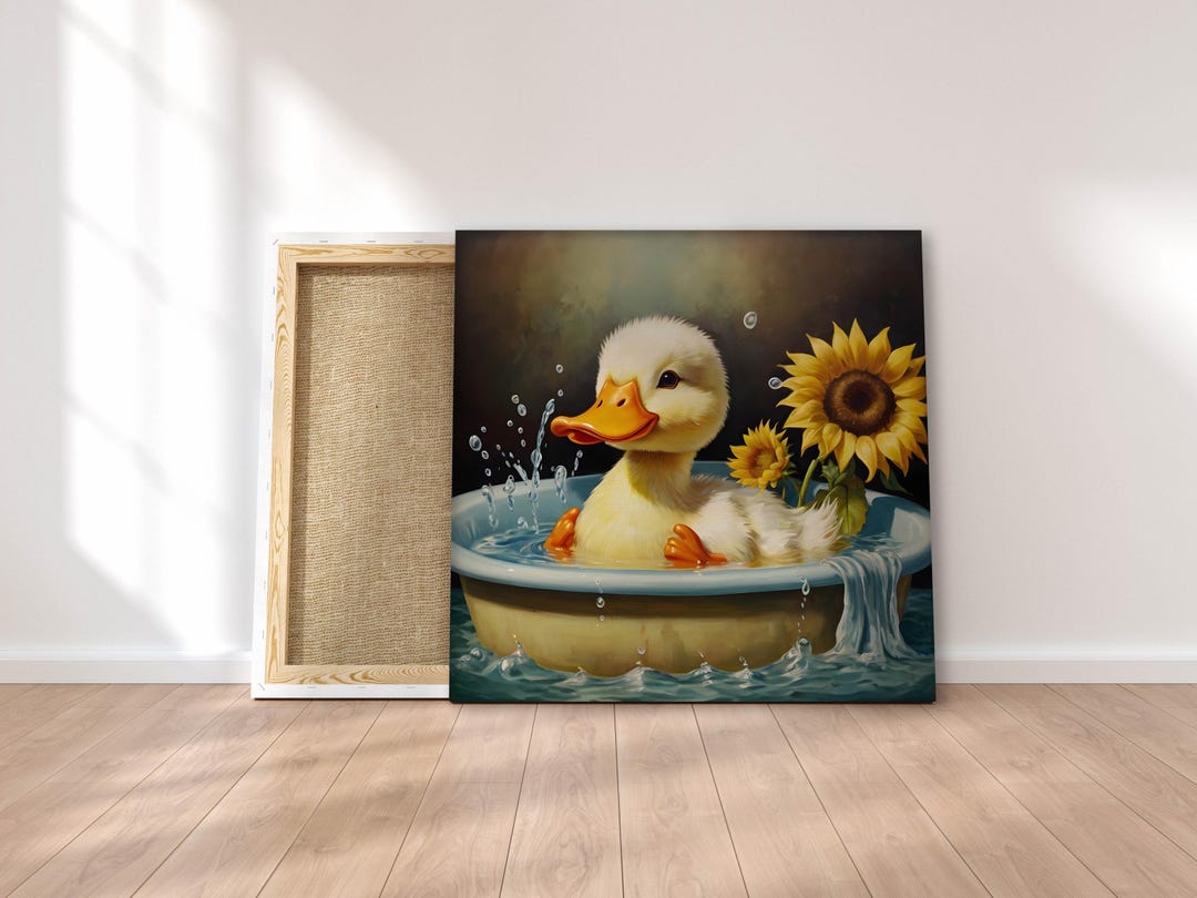 Ducklings in the Bathtub Poster, Baby Duck Printed Bathroom Wall Art ...