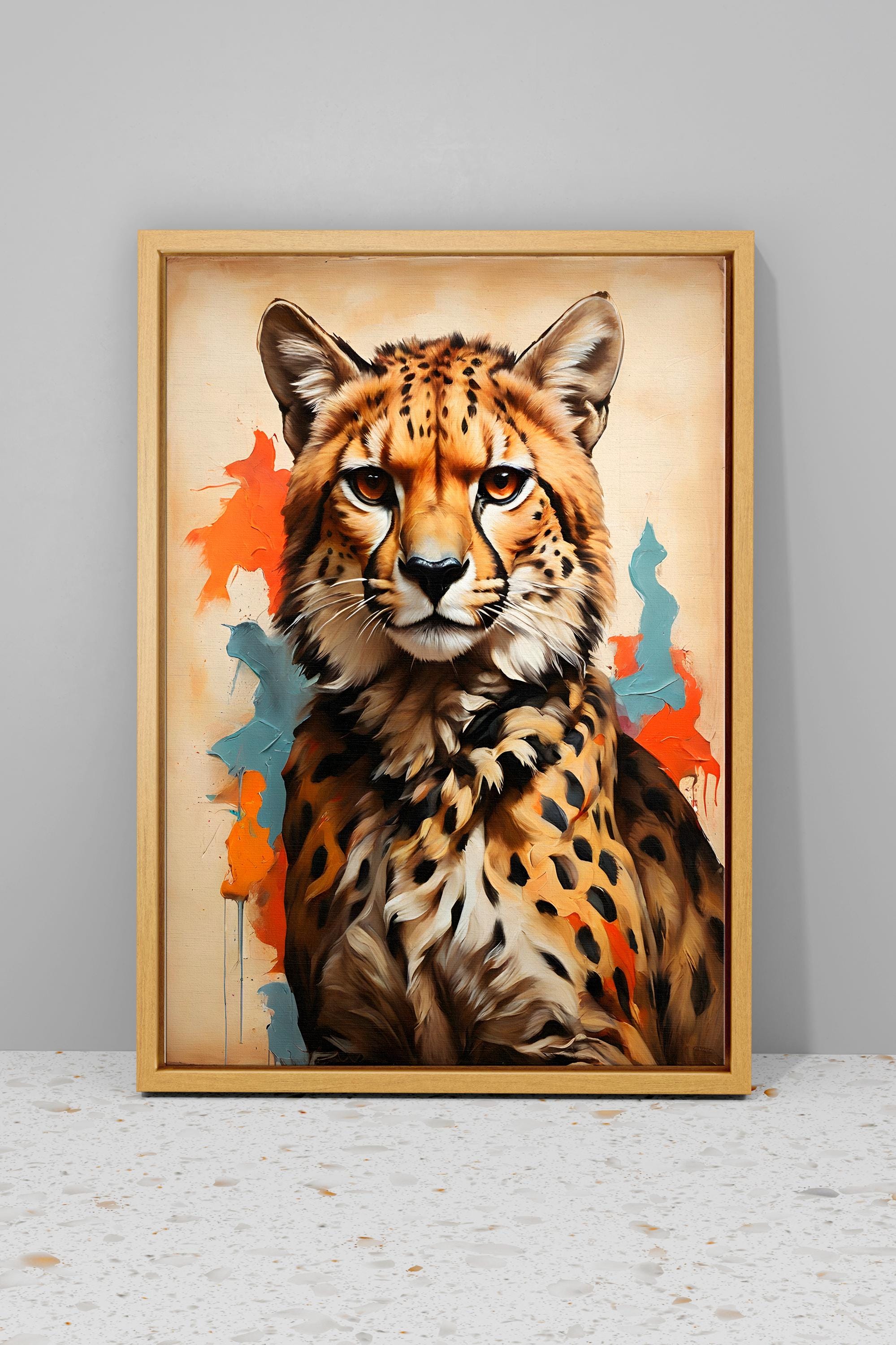 Cheetah Painting Canvas, Animal Art Poster, Safari Animal Print Art ...