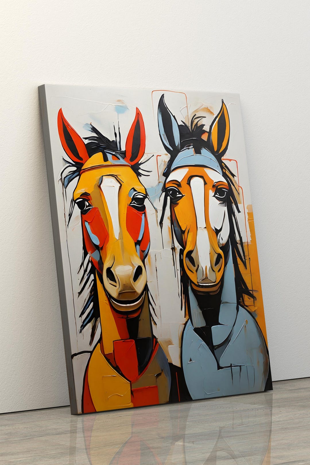 Colorful Horses Painting, Abstract Horses Art Print, Animal Art Print ...