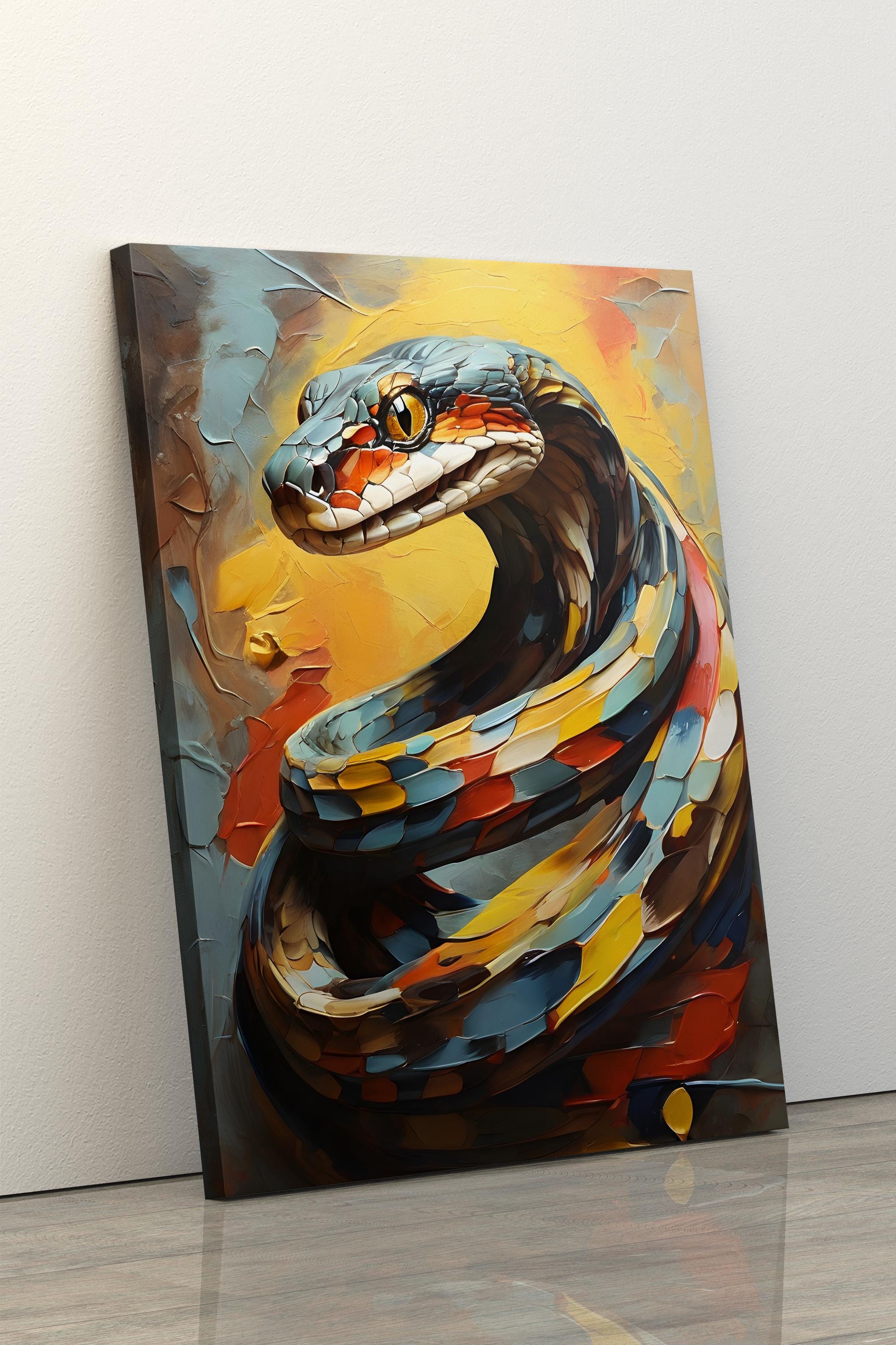 Colorful Snake Oil Painting / Vintage Animal Minimalist Art Prints ...