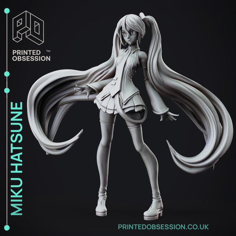 Hatsune Miku Vocaloid 3D Printed DIY Resin Statue Kit / Figurine ...