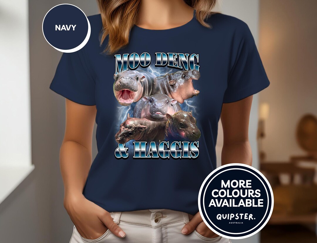 Bootleg Pygmy Hippo Moo Deng & Haggis Unisex Graphic T-shirt 90s ...