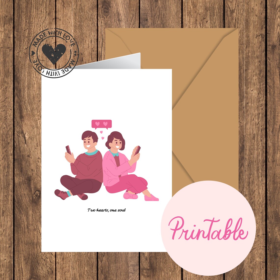 Romantic 5x7 Printable Love Card for Couples Digital Download Bonus PDF ...