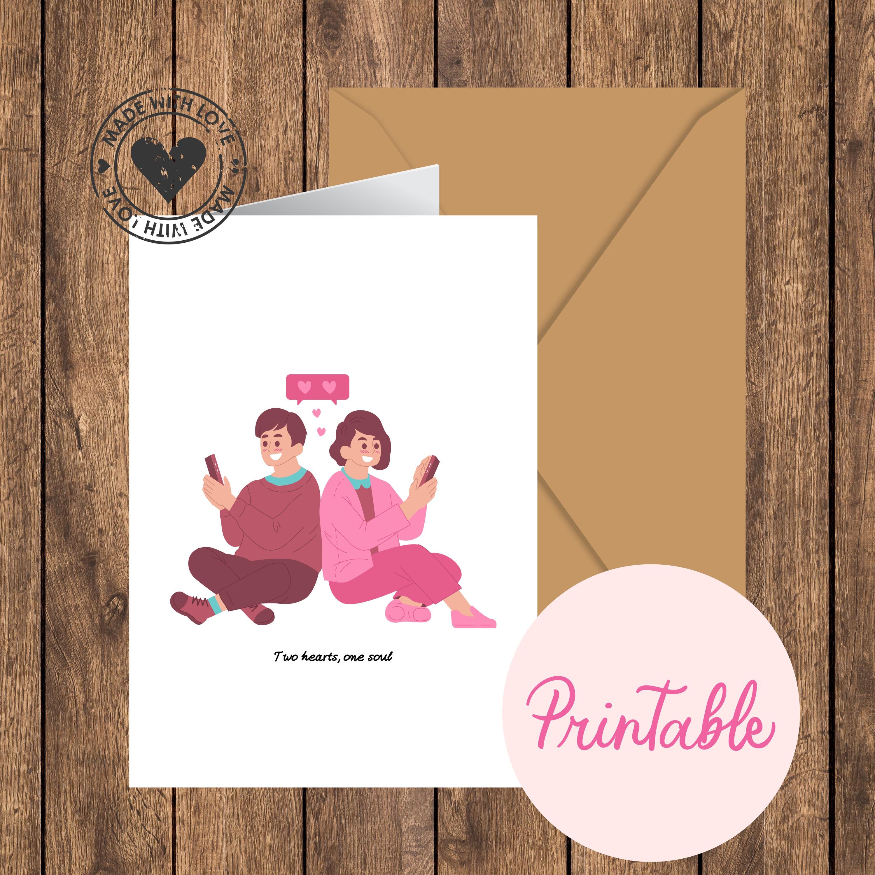 Romantic 5x7 Printable Love Card for Couples Digital Download Bonus PDF ...