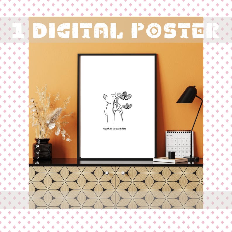 5x7 Printable Love Card & Matching Poster With together, We Are Whole ...