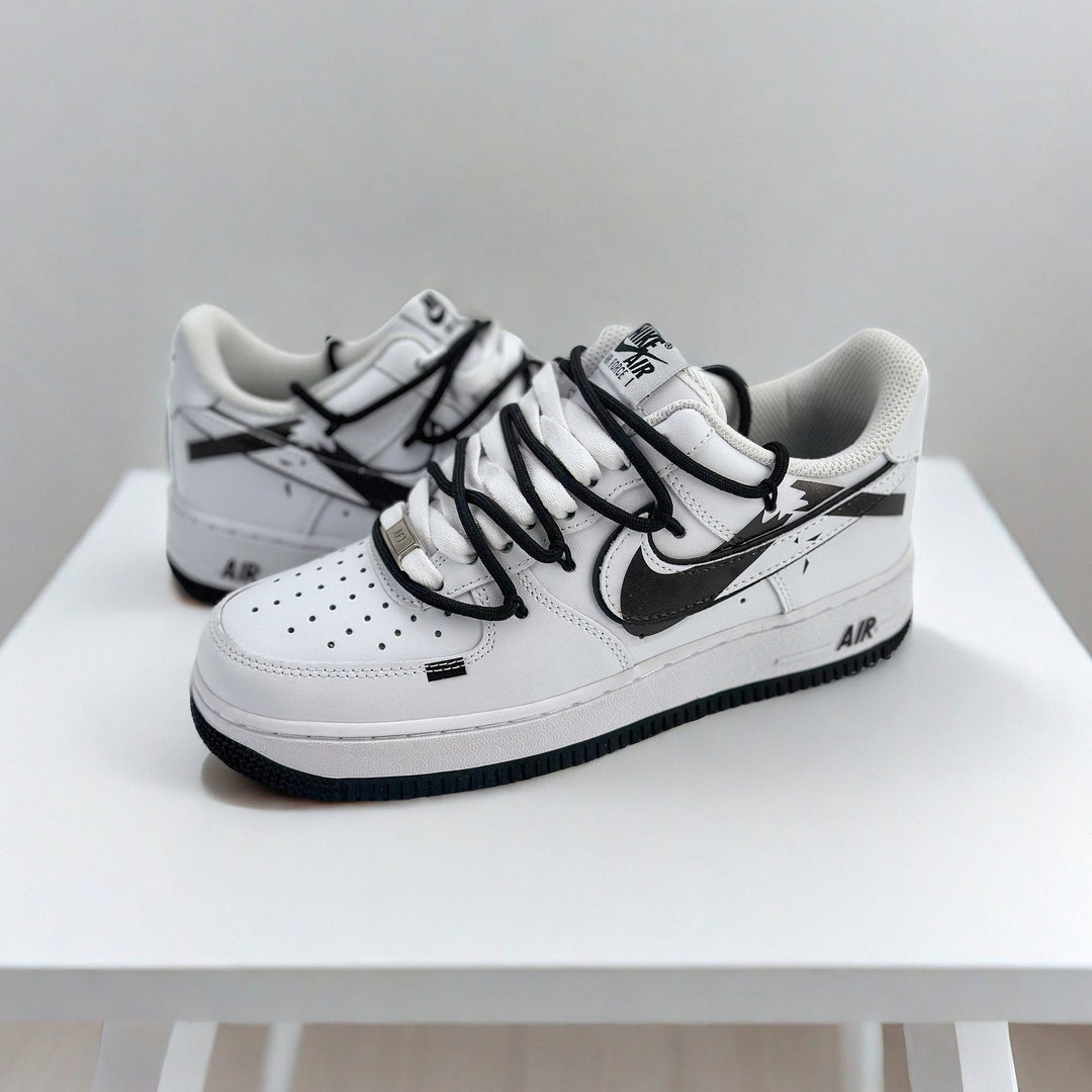 Custom Black White AF1, Custom Air Force 1, Personalized AF1 Sneakers ...