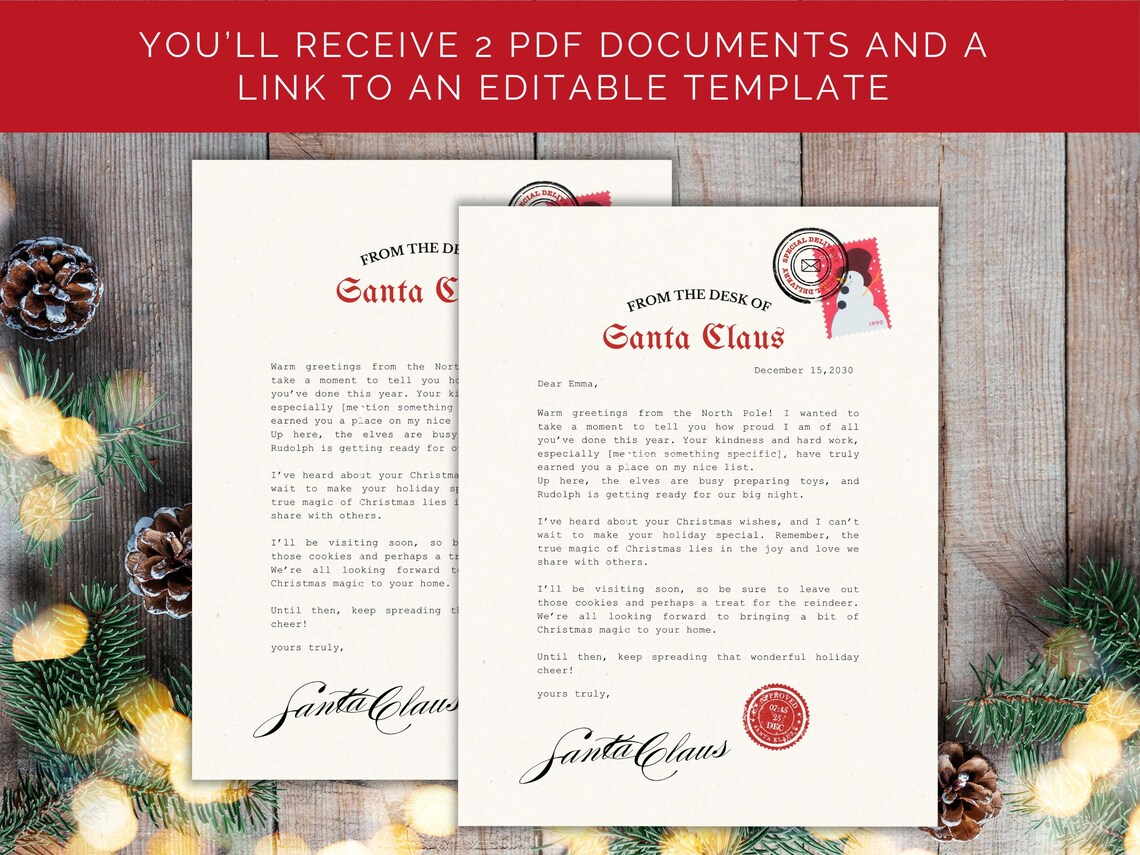 Letter From Santa | Editable Santa Letter | Nice List Certificate ...
