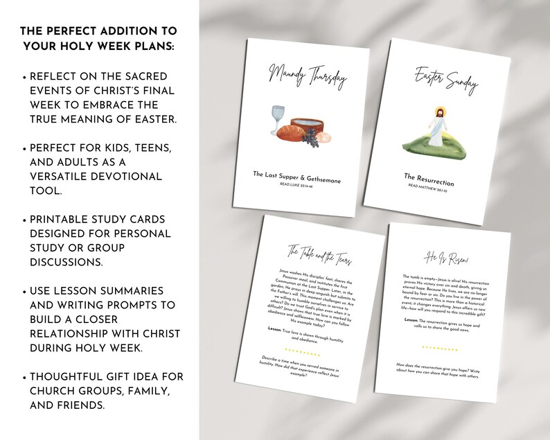 Holy Week Cards, Holy Week Printable Cards for Easter, Palm Sunday ...