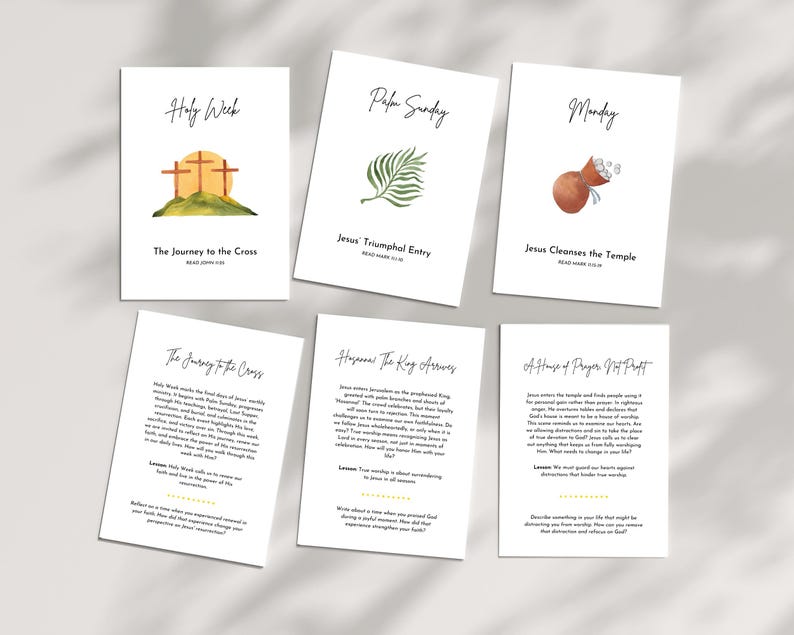 Holy Week Cards, Holy Week Printable Cards for Easter, Palm Sunday ...