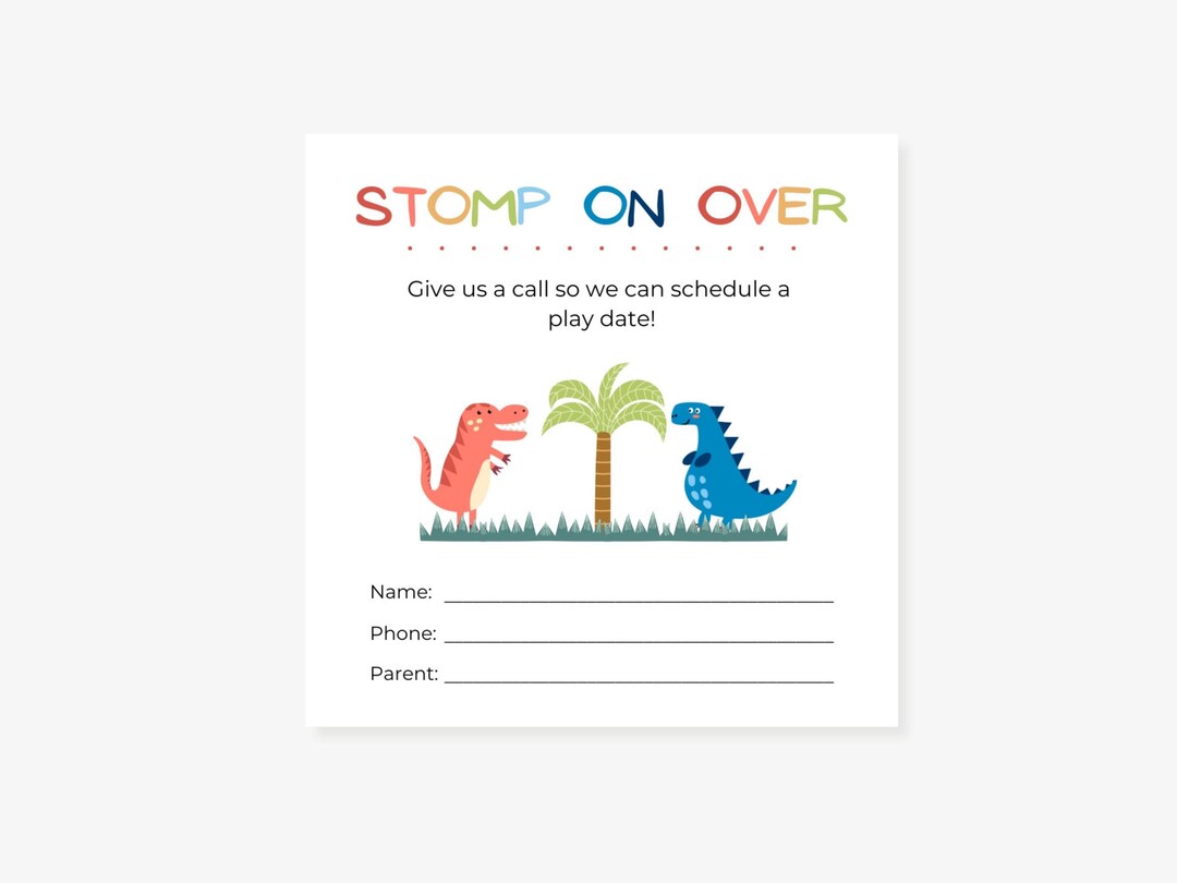 Printable Playdate Cards for Boys, Play Date Calling Card, Summer Play ...