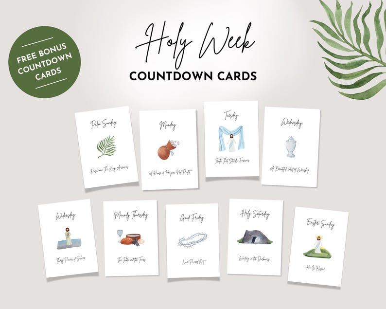 Holy Week Cards, Holy Week Printable Cards for Easter, Palm Sunday ...