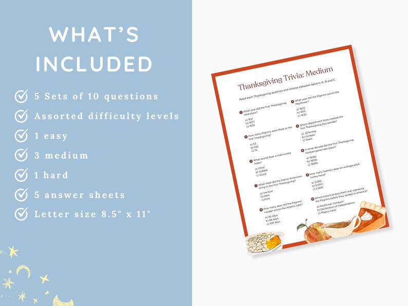 Printable Thanksgiving Trivia Game 50 Questions Fun Family Thanksgiving ...
