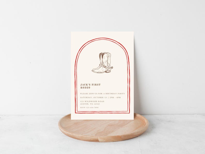 First Rodeo Birthday Invitation for First Birthday Cowboy Theme Party ...
