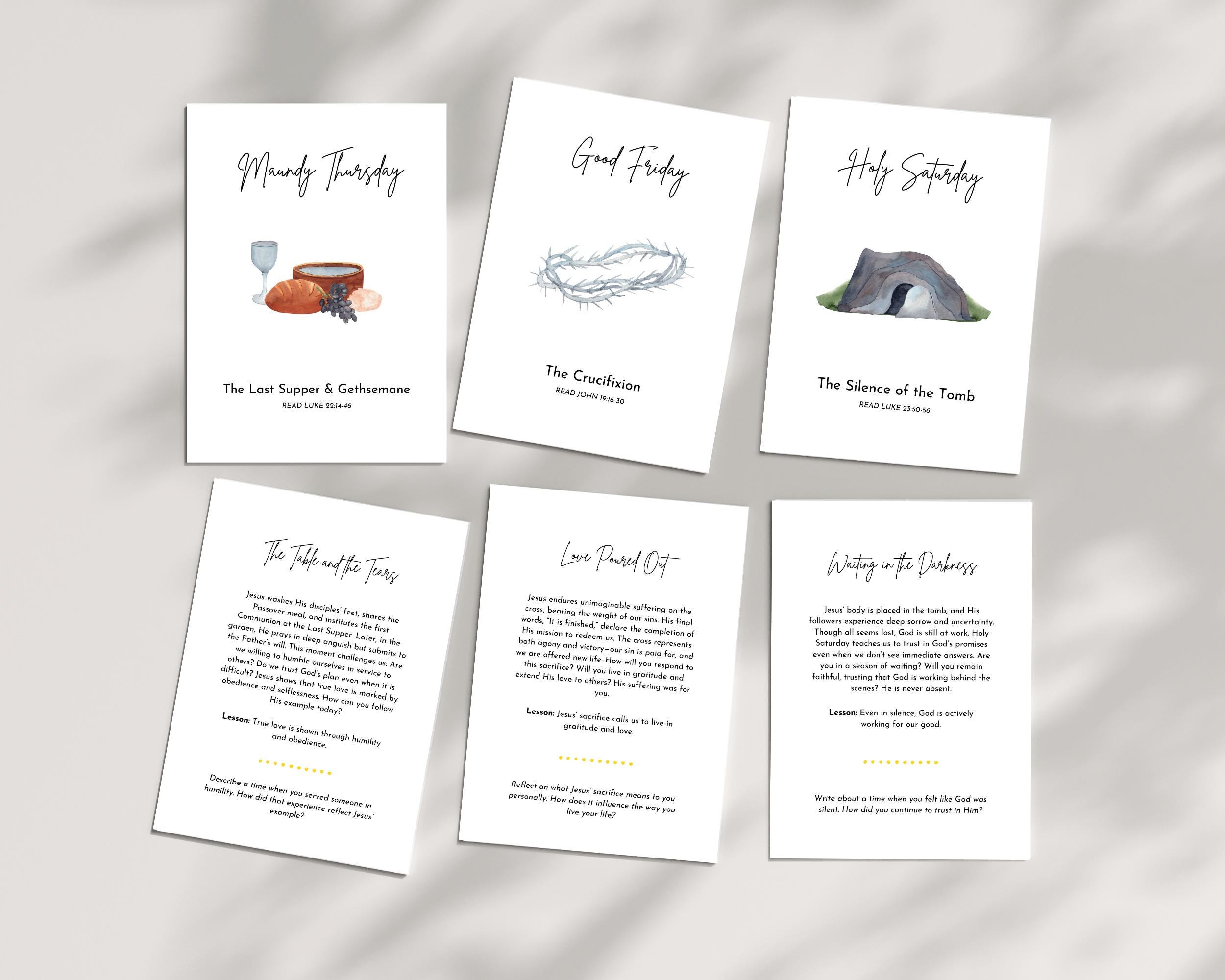 Holy Week Cards, Holy Week Printable Cards for Easter, Palm Sunday ...
