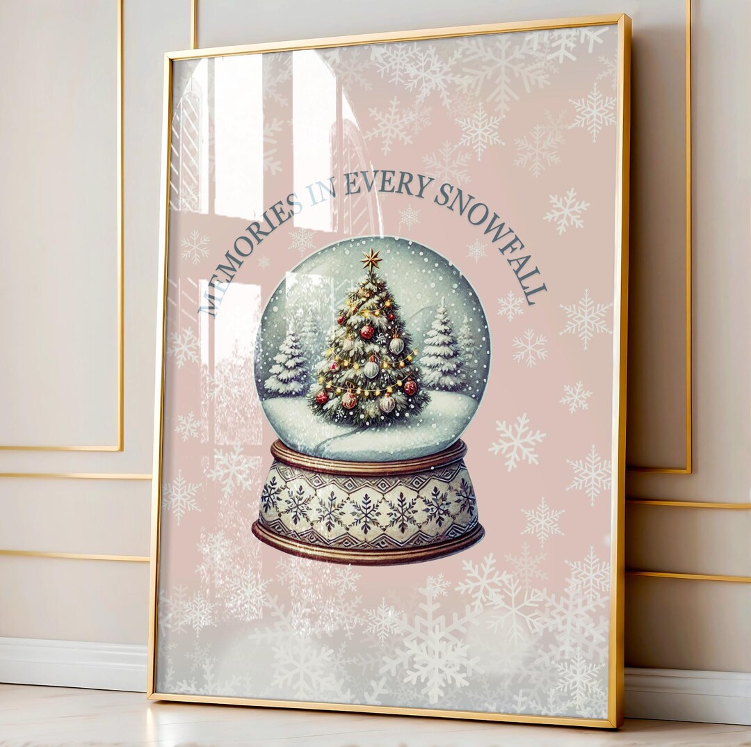 Vintage Christmas Snow Globe Art Print, memories in Every Snowfall ...