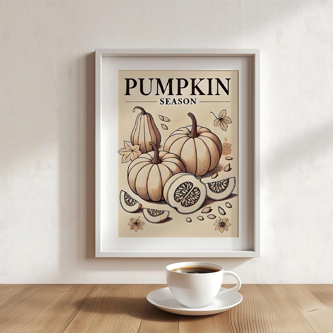 Printable Vintage Pumpkin Season Poster Rustic Farmhouse Fall Decor ...
