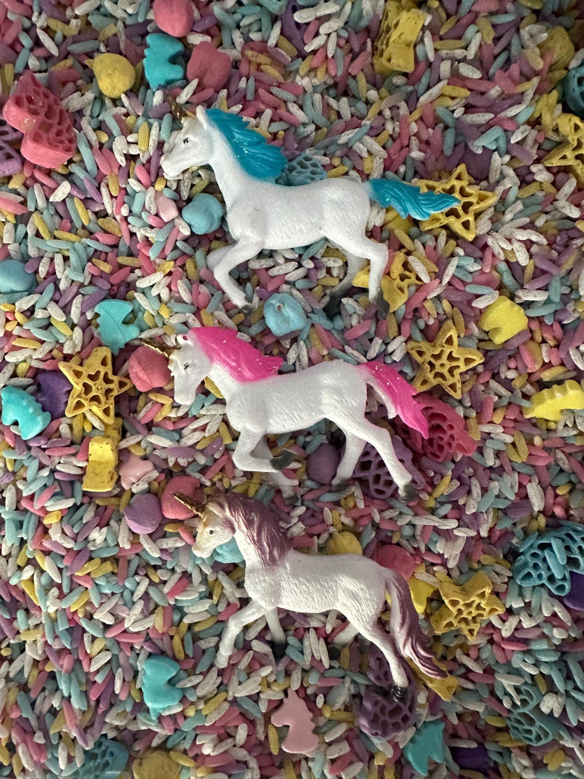 Unicorn Sensory Fill, Mud Kitchen Kit, Unicorn Rice Pasta Chickpeas ...