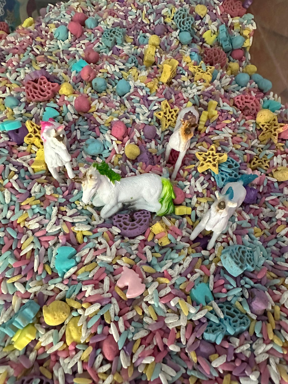 Unicorn Sensory Fill, Mud Kitchen Kit, Unicorn Rice Pasta Chickpeas ...
