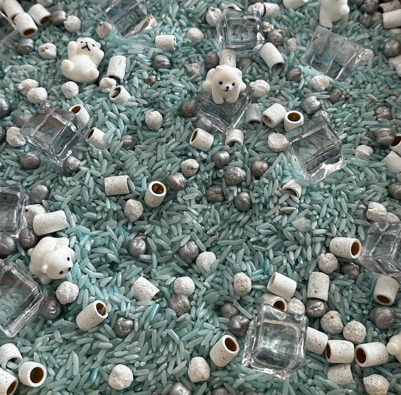 Polar Bear Sensory Filler, Mud Kitchen Kit, Polar Rice Pasta, Chickpeas ...