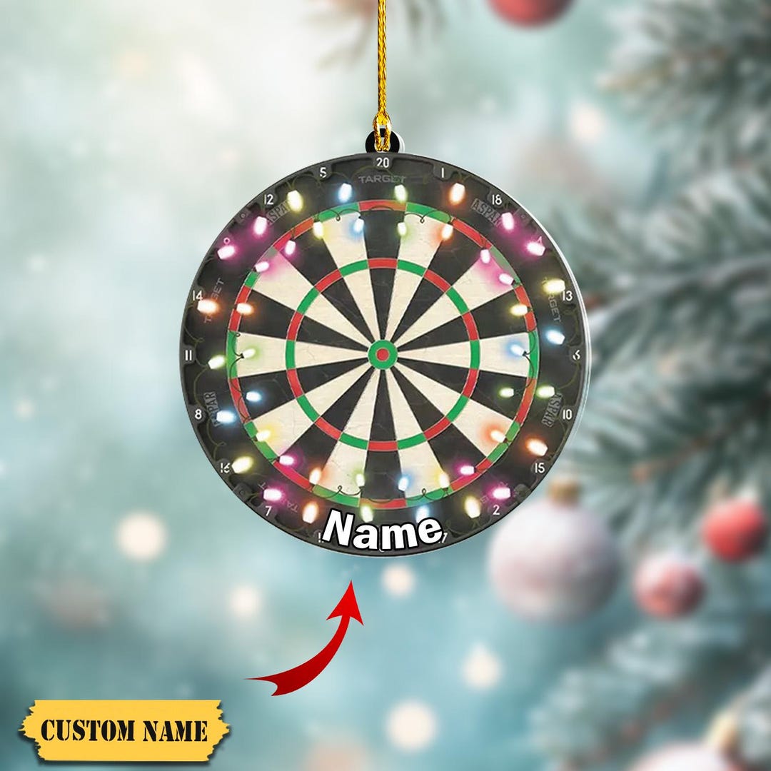 Personalized Dart Board Christmas Ornament 2D, Dart Board Xmas, Dart ...